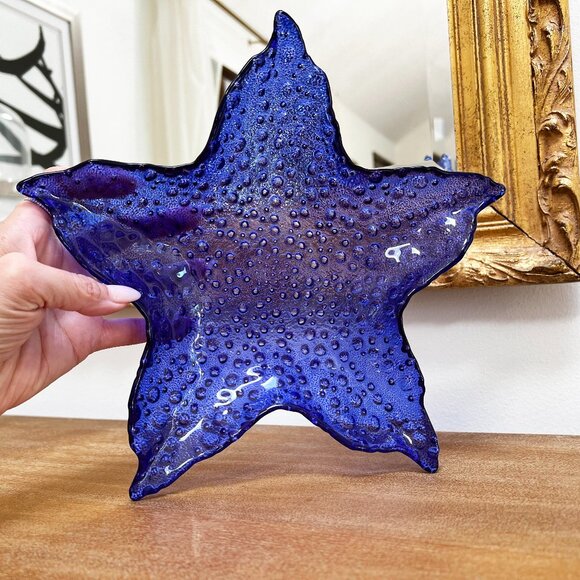 Vintage | Accents | Cobalt Blue Glass Starfish Dish Nautical Coastal ...